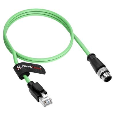 China Alvin's M12 D-Code 4-Pin to RJ45 Cable - 2m High-Flex Green for sale