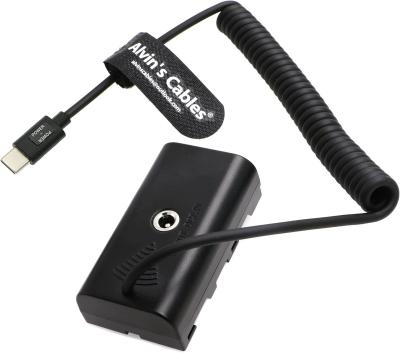 China Alvin's USB-C PD to NP-F550 Dummy Battery Coiled Cable for Sony/Atomos for sale