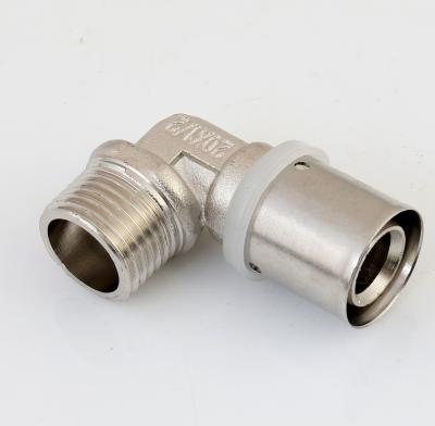 China Pex pipe fittings brass press fittings male elbow for pex-al-pex pipe for sale