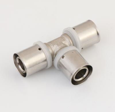 China Pex pipe fittings brass press fittings tee for pex-al-pex pipe for sale