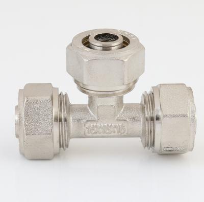 China Multilayer pex pipe fittings brass compression fittings tee for pex-al-pex pipe for sale