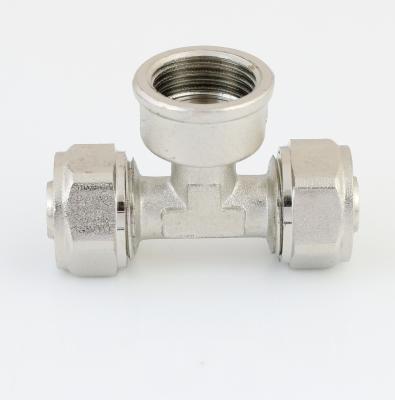 China Multilayer pex pipe fittings brass compression fittings female tee for pex-al-pex pipe for sale