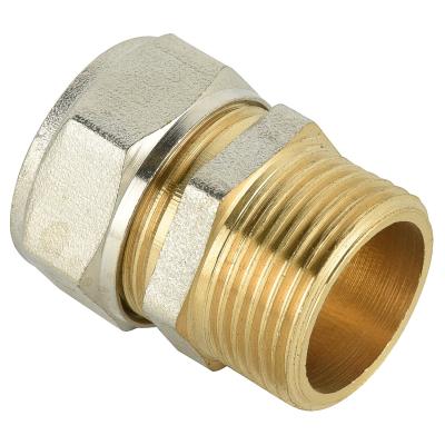 China pex-al-pex pipe fittings double color brass male straight compression fittings male coupling for pex-al-pex pipe for sale