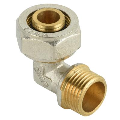 China pex-al-pex pipe fittings double color brass Elbow Male   compression fittings  for pex-al-pex pipe for sale