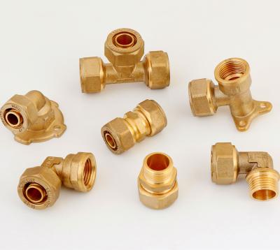 China PEX Compression Brass fitting Wholesale 16mm 20mm Water Tube Plumbing Materials elbow reducing brass fitting pipe for sale