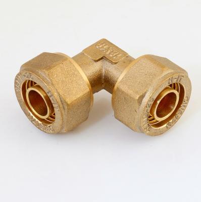 China PEX Compression Brass fitting  Water Tube Plumbing Materials Elbow Double brass fitting pipe for sale