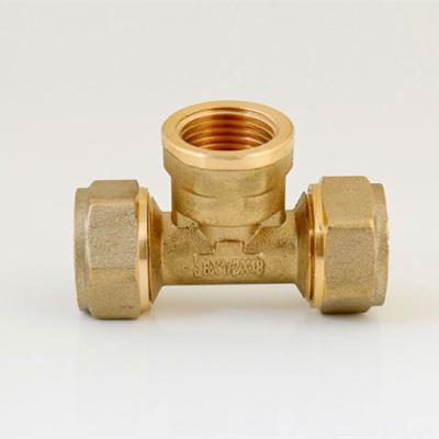 China PEX Compression Brass fitting  Water Tube Plumbing Materials Tee Female brass fitting pipe for sale