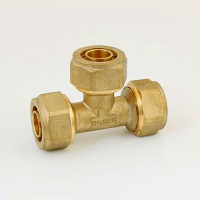 China PEX Compression Brass fitting  Water Tube Plumbing Materials Tee brass fitting pipe for sale