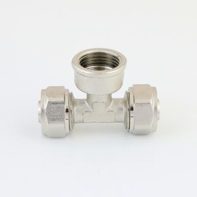 China brass compression pex pipe fittings  Tee Female with plated for pex-al-pex pipe fittings for sale