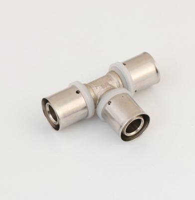 China Brass press pipe fitting tee connector for pex al pex  water  heating plumbing fittings for sale