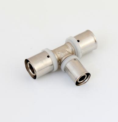 China Brass press pipe fitting reducing tee connector for pex al pex  water  heating plumbing fittings for sale