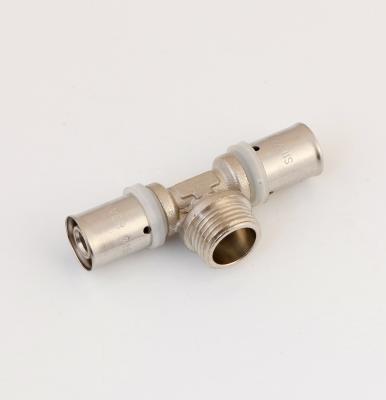 China Brass press pipe fitting tee male connector for pex al pex water  heating plumbing fittings for sale