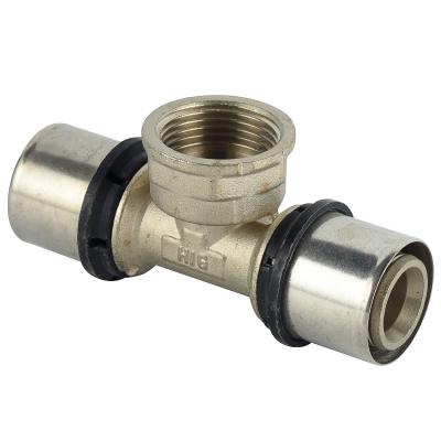 China Brass  press pipe fitting th type tee female connector for pex al pex  plumbing fittings for sale