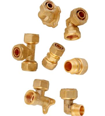 China brass compression tee elbow straight  coupling nipple fittings for brass pex pipe fittings for sale