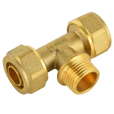 China brass pex compression  male tee connector fittings  for brass plumbing pex pipe fittings for sale