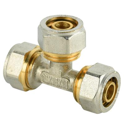China brass thread compression fittings Tee connector for pex al pex plumbing pipe fittings for sale