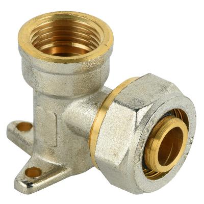 China brass thread compression fittings Wallplate Elbow Female connector for pex al pex plumbing pipe fittings for sale