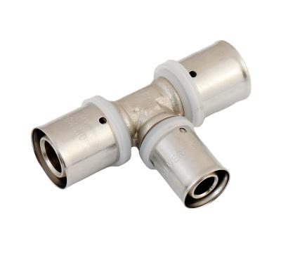 China brass u type press reducing tee fittings for plumbing heating multiayer pex al pex pipe for sale