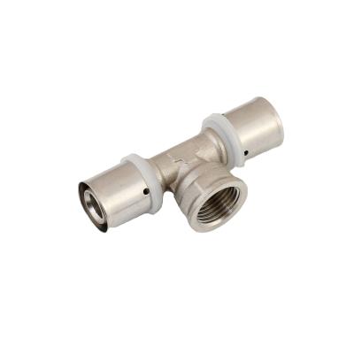 China brass u type press tee female connector fittings for plumbing heating multiayer pex al pex pipe for sale