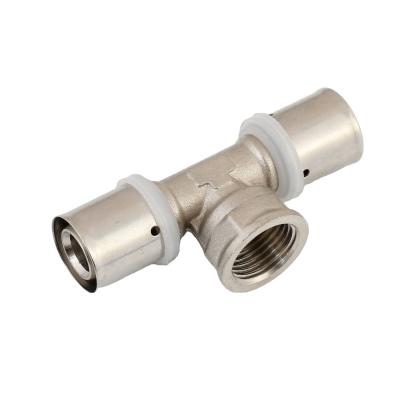 China brass u type press tee male connector fittings for plumbing heating multiayer pex al pex pipe for sale