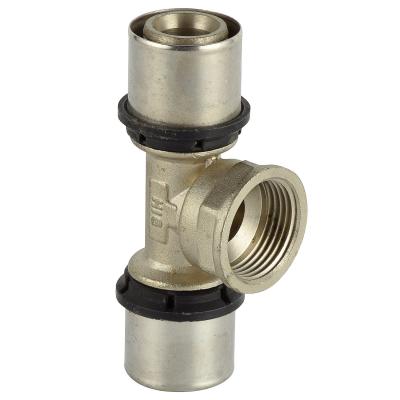China brass th type press tee female connector fittings for plumbing multiayer pex al pex pipe for sale