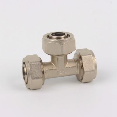 China Multilayer brass pex pipe fittings plumbing compression tee fittings for pex-al-pex pipe for sale