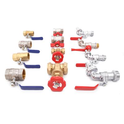 China wholesale PN25-30 brass ball valve forged water and gas use with or without nickel plated gate valves tap bibcoks for sale
