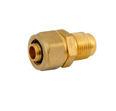 China brass gas thread flare straight compression connector for water tube pipe brass fittings for sale