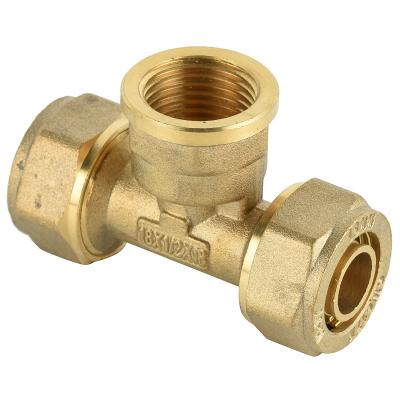 China Pex pipe fittings brass compression fittings copper oring connector Tee Female for sale