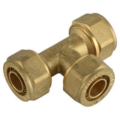 China Pex pipe fittings brass compression fittings copper oring connector Tee for sale