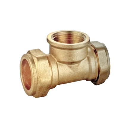 China brass compression  pipe female tee connector thread for Copper Tube fittings for sale
