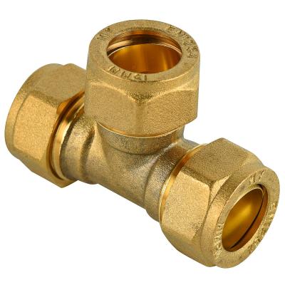 China brass compression  pipe equal tees connector thread for Copper Tube fittings for sale