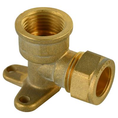 China brass compression  pipe female elbow with wallplated connector thread for Copper Tube fittings for sale
