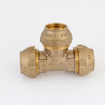 China Good quality brass Tee compression fittings for pe pipe for sale