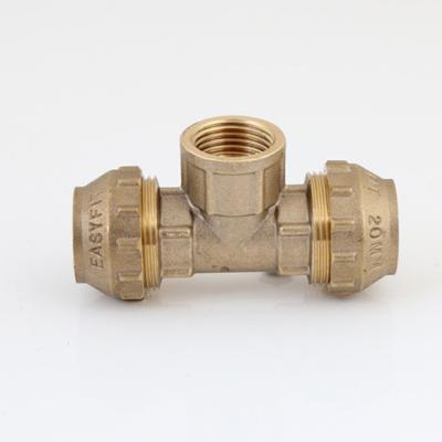 China Good quality brass female tee  compression fittings for pe pipe for sale