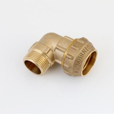 China 20mm25mm32mm 40mm50mm63mm water coupling reducer PE pipe compression fitting brass male elbow for sale