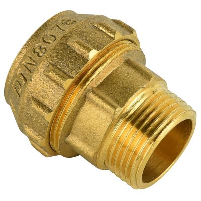 China Custom pumping brass compression forging male straight connector fittings for pe pipe fittings for sale