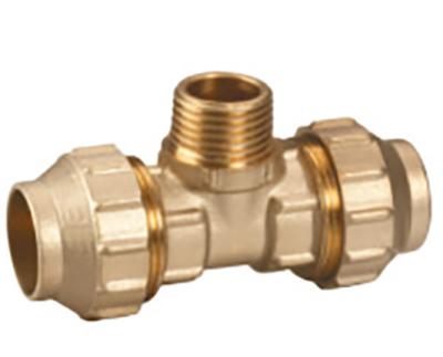 China Brass Compression Fittings Male Tee for HDPE pipes for sale