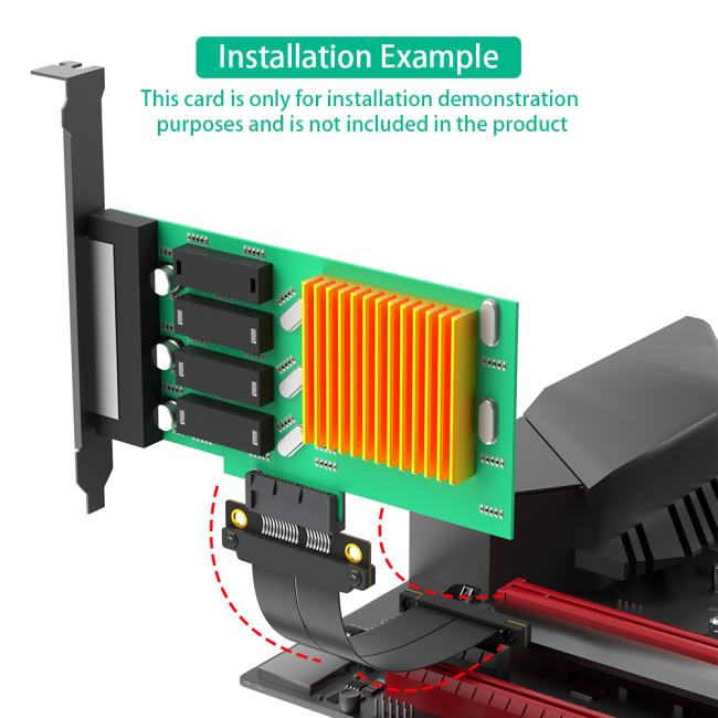 Side view of 180° to 90° PCIe adapter
