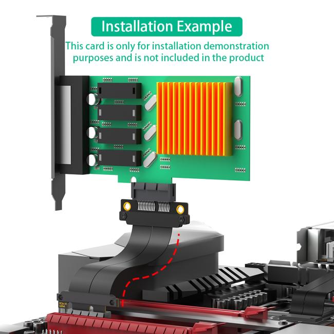 Side view of 180° to 180° PCIe adapter