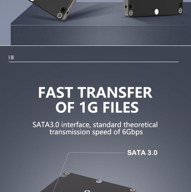 M.2 to SATA adapter side view