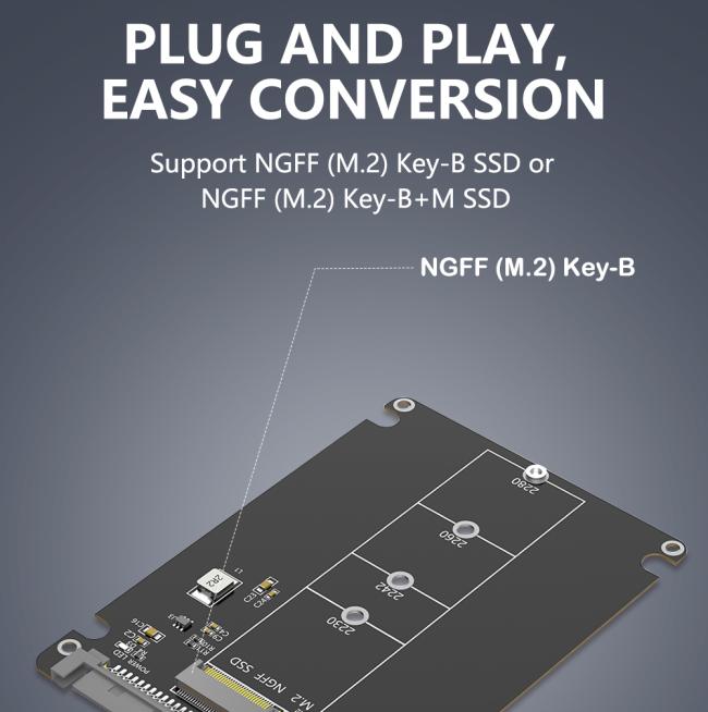 Close-up of adapter's SATA connector