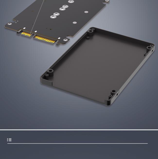 M.2 SSD to SATA3 enclosure top view