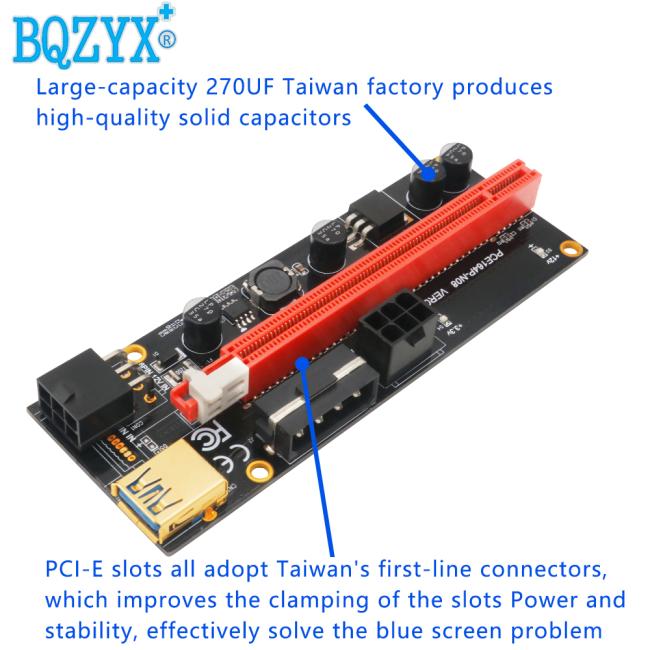 PCI-E Riser Extender Card with connected cables