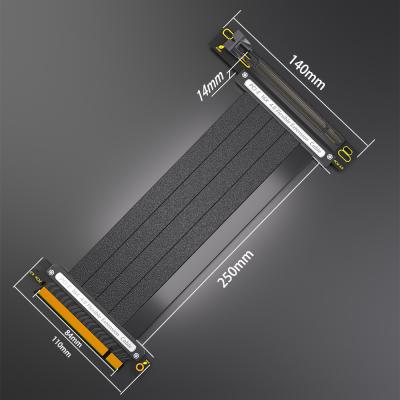 China PCIE 4.0 Extension Cable, Black 16x Shielded High Speed GPU Riser Cable with PCI Express Port for GPU Extension Card, Length 20cm(90 Degree ) for sale