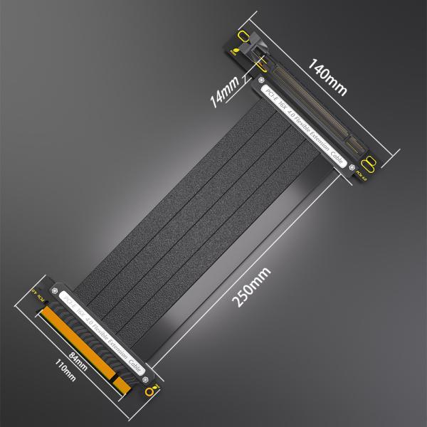 Quality PCIE 4.0 Extension Cable, Black 16x Shielded High Speed GPU Riser Cable with PCI for sale