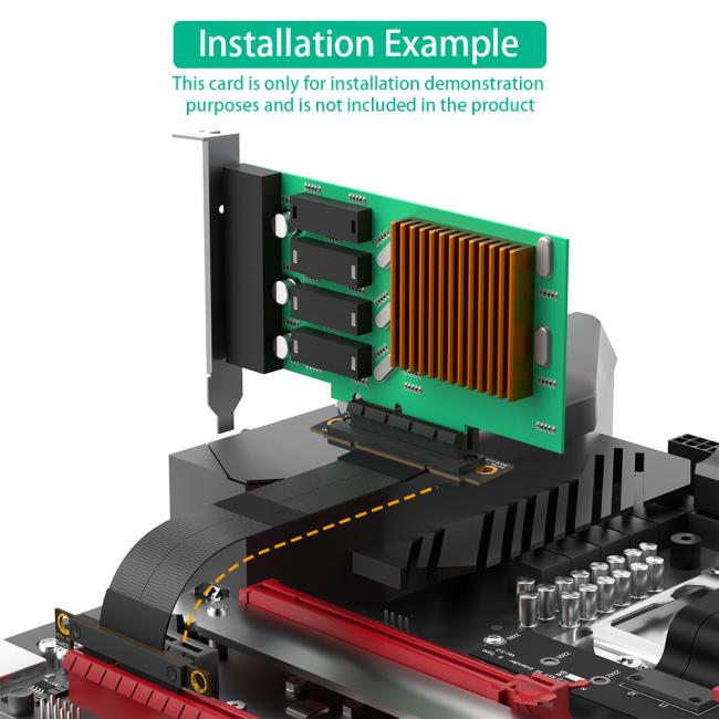 270° Reverse PCI-E 4X Extension Cable in chassis
