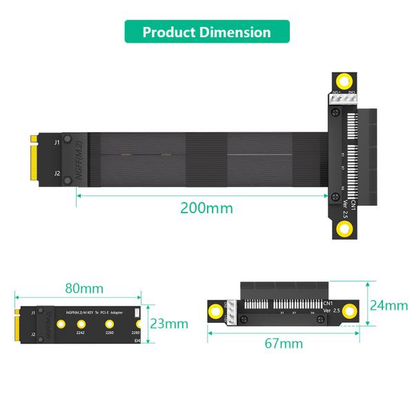 Quality 180 Deg Computer Adapter NGFF KeyM Pcie X4 Riser Cable M 2 Pcie Ssd Adapter for sale