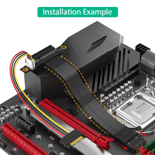 Quality 180 Deg Computer Adapter NGFF KeyM Pcie X4 Riser Cable M 2 Pcie Ssd Adapter for sale