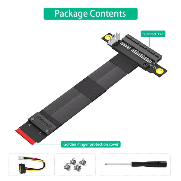 Quality 180 Deg Computer Adapter NGFF KeyM Pcie X4 Riser Cable M 2 Pcie Ssd Adapter for sale